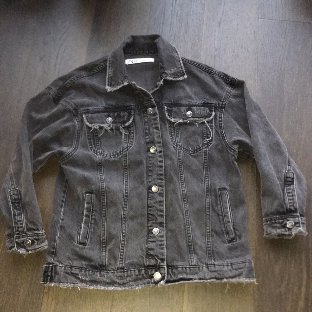 Zara Oversized Distressed Denim Jacket - Gem